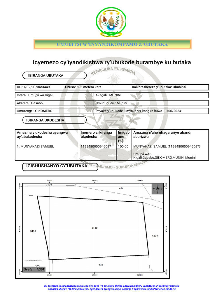 Icyemezo cy'Ubukode ku Butaka mu Kigali | PDF