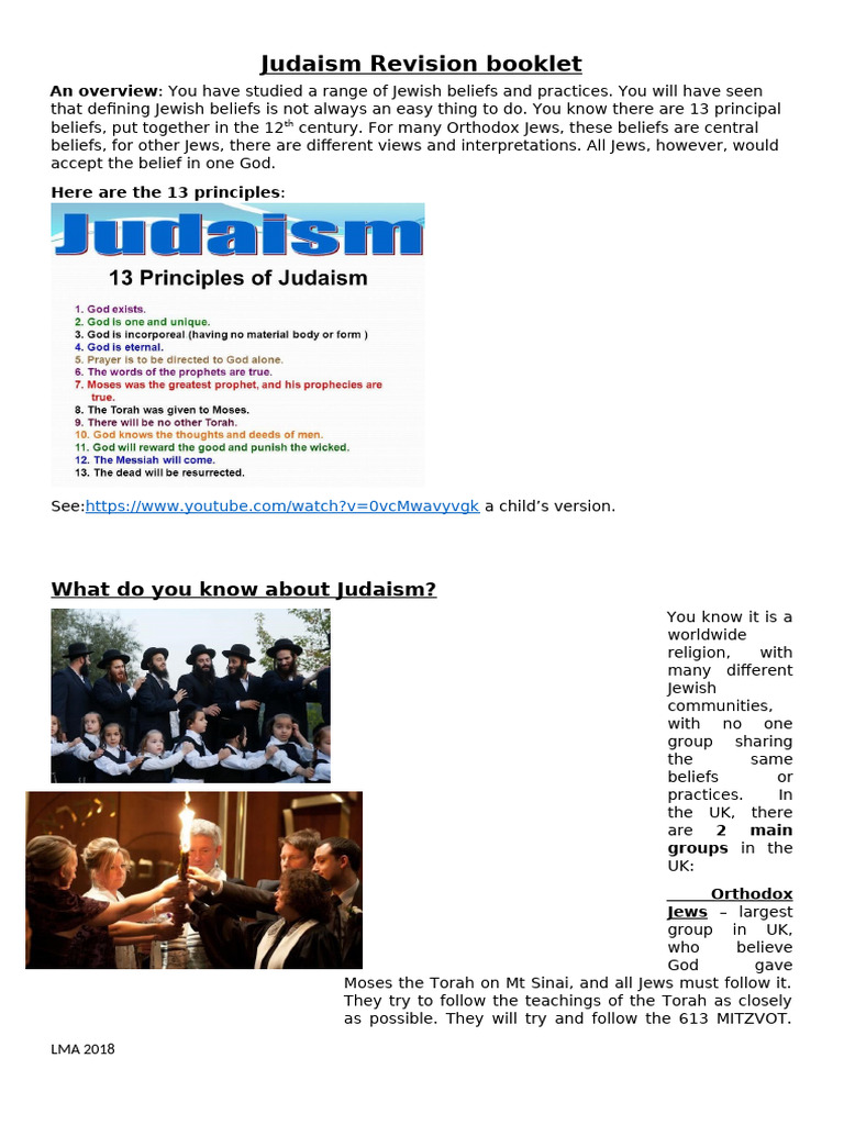 Judaism-Revision-Booklet (DMC) | PDF | Jewish Prayer | Mitzvah