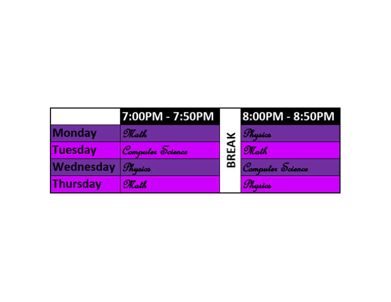 Prep Timetable | PDF