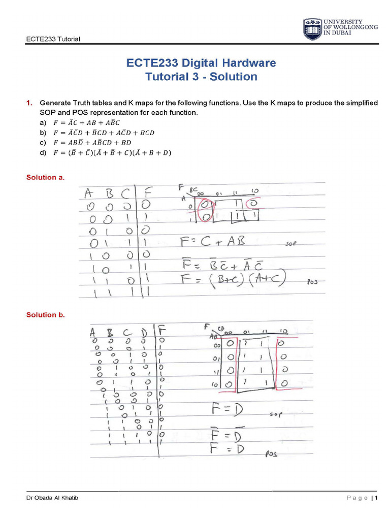 ECTE233 - Tutorial 3 - Sol | PDF