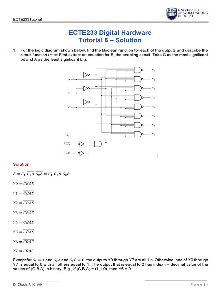 ECTE233 - Tutorial 5 - Sol | PDF | Mathematical Logic | Theory Of Computation