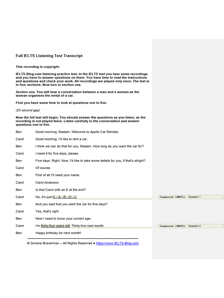 Listening Test Transcript Ielts Blog | PDF | Sharks