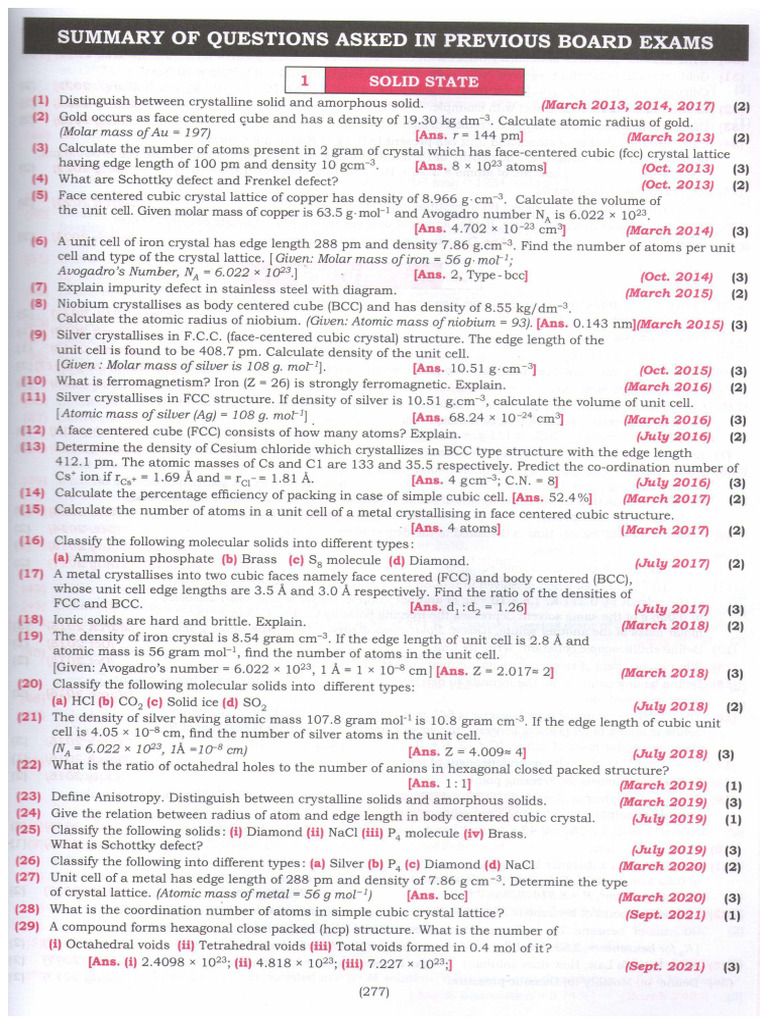 XII Chemistry Board-PYQ | PDF