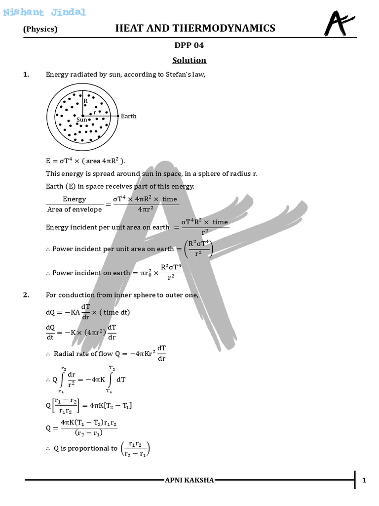 DPP - 04 (Solution) Heat & Thermodynamics NJ - 247 | PDF | Heat Transfer | Quantity