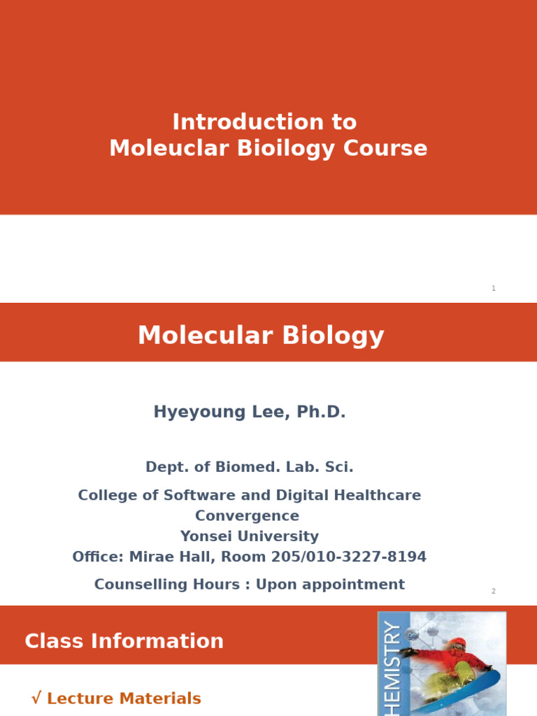 Course Introduction-Molecular Biology-2024 | PDF | Macromolecules | Rna