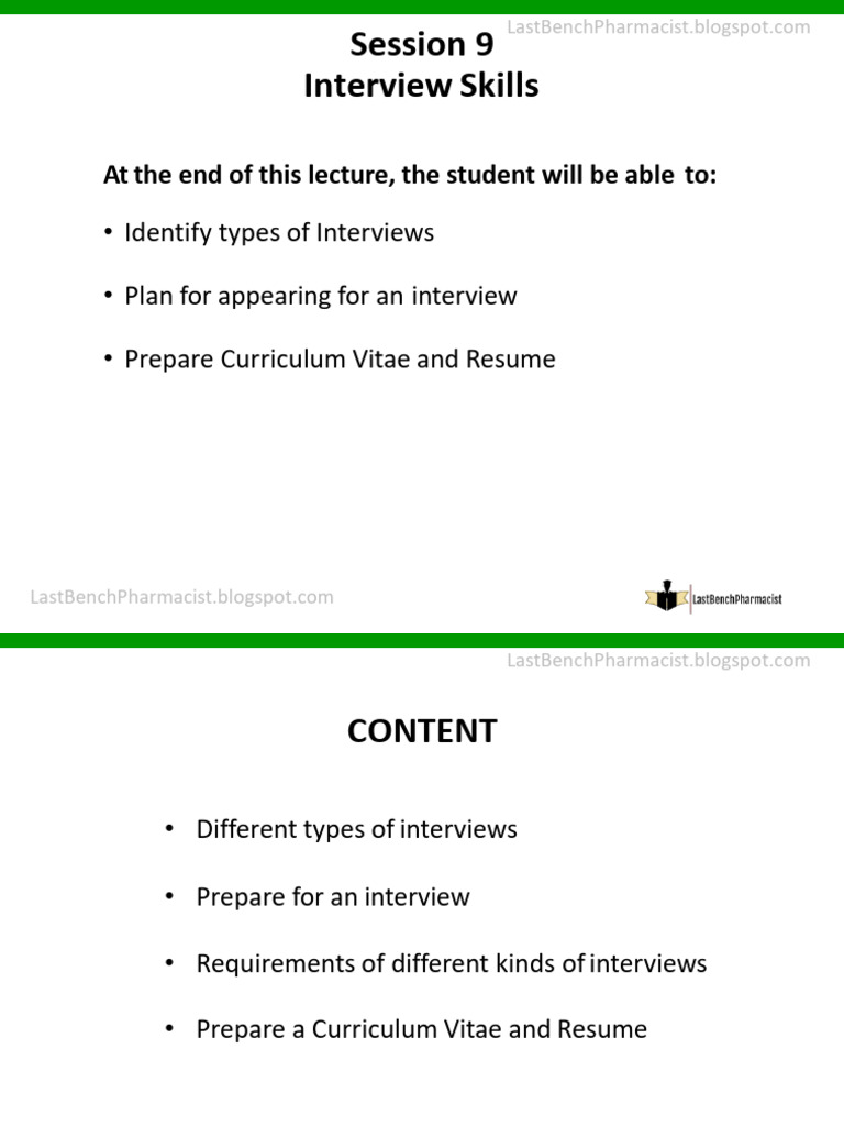 BP105T SS 9 - Interview Skills | PDF | Résumé | Job Interview