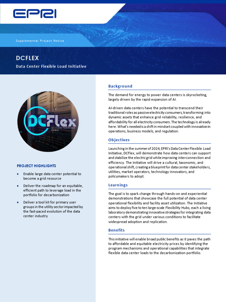 DCFlex - Data Center Flexible Load Initiative | PDF | Data Center | Electrical Grid