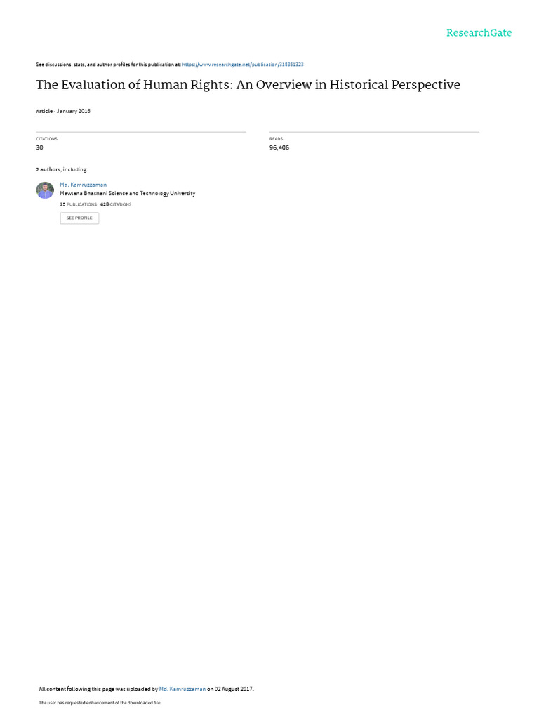 The Evaluation of Human Rights: An Overview in Historical Perspective ...