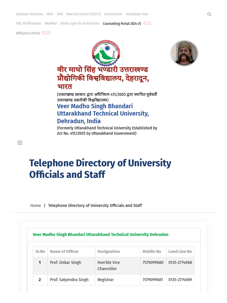 Telephone Directory of University of Cials and Staff | PDF