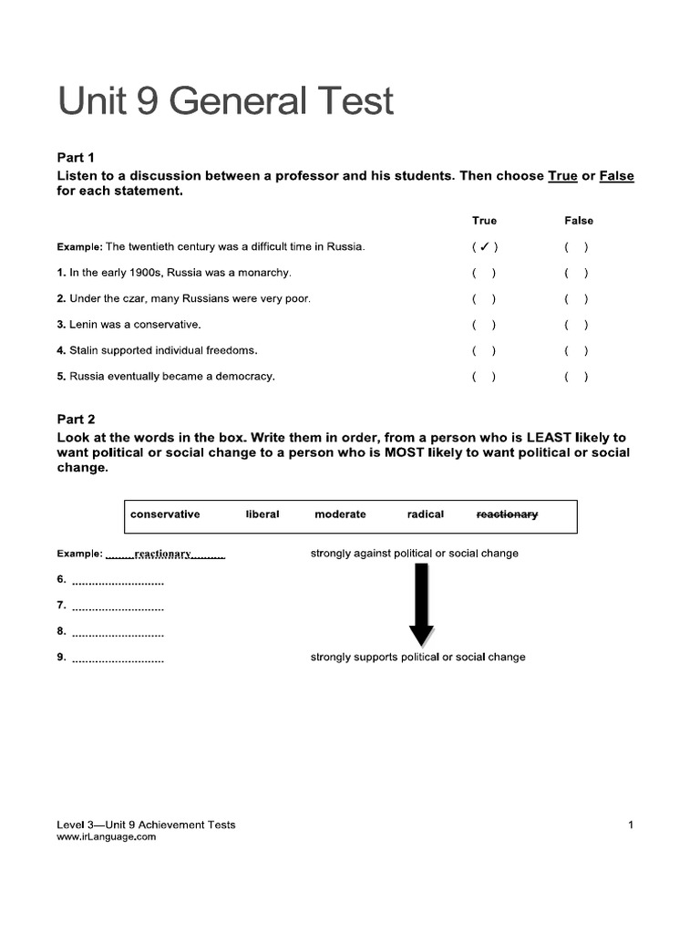 Unit 9 - Review Test | PDF