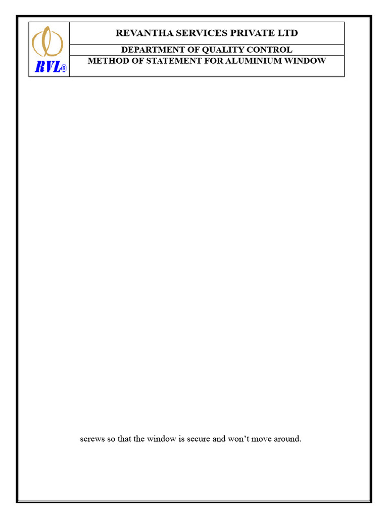 26.method of Statement of Installation of Aluminium Window | PDF ...