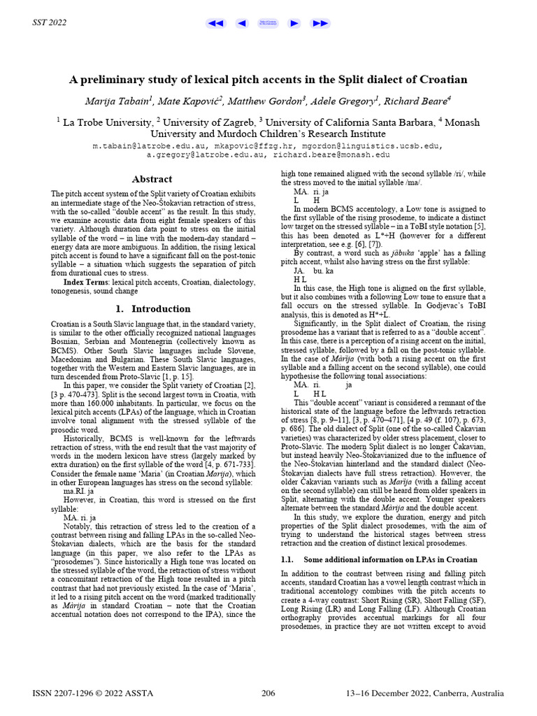 SST2022 - Tabain Et Al 2022 A Preliminary Study of Lexical Pitch ...