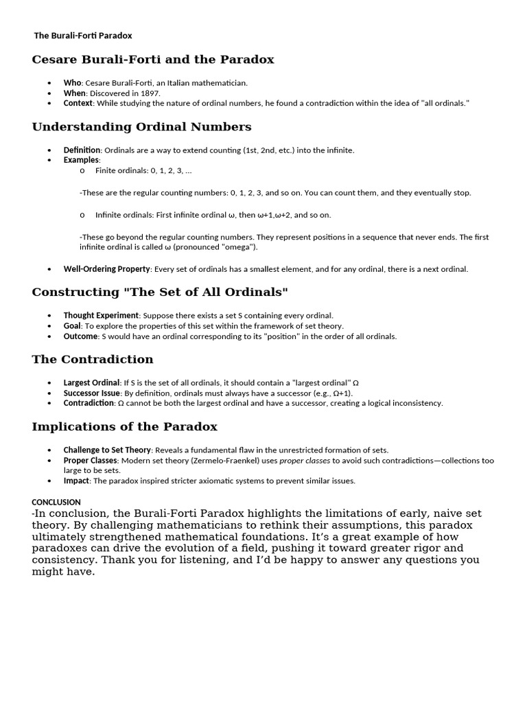 Burali-Forti Paradox Explained | PDF | Philosophy
