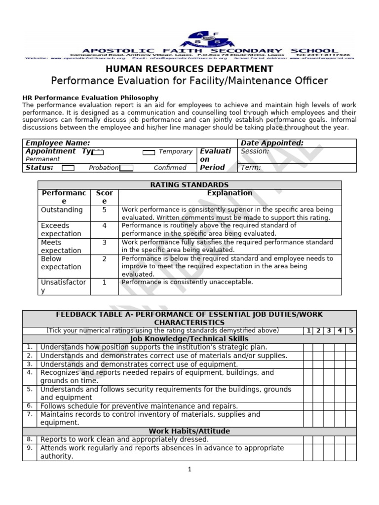 Performance Evaluation Guide for Officers | PDF | Performance Appraisal ...