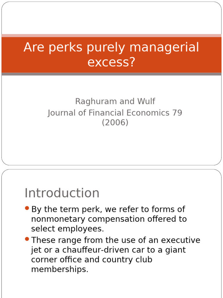 Are Perks Purely Managerial Excess | PDF | Employee Benefits ...