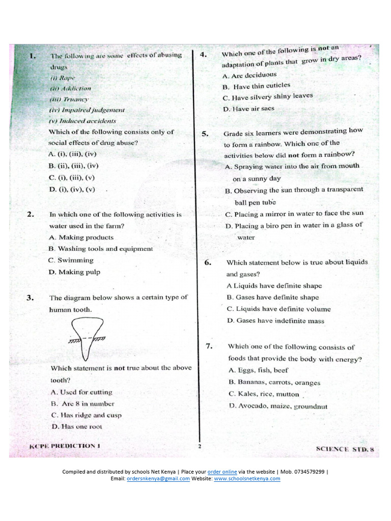 KCPE 2023 Science Prediction Guide | PDF | Career & Growth | Home & Garden