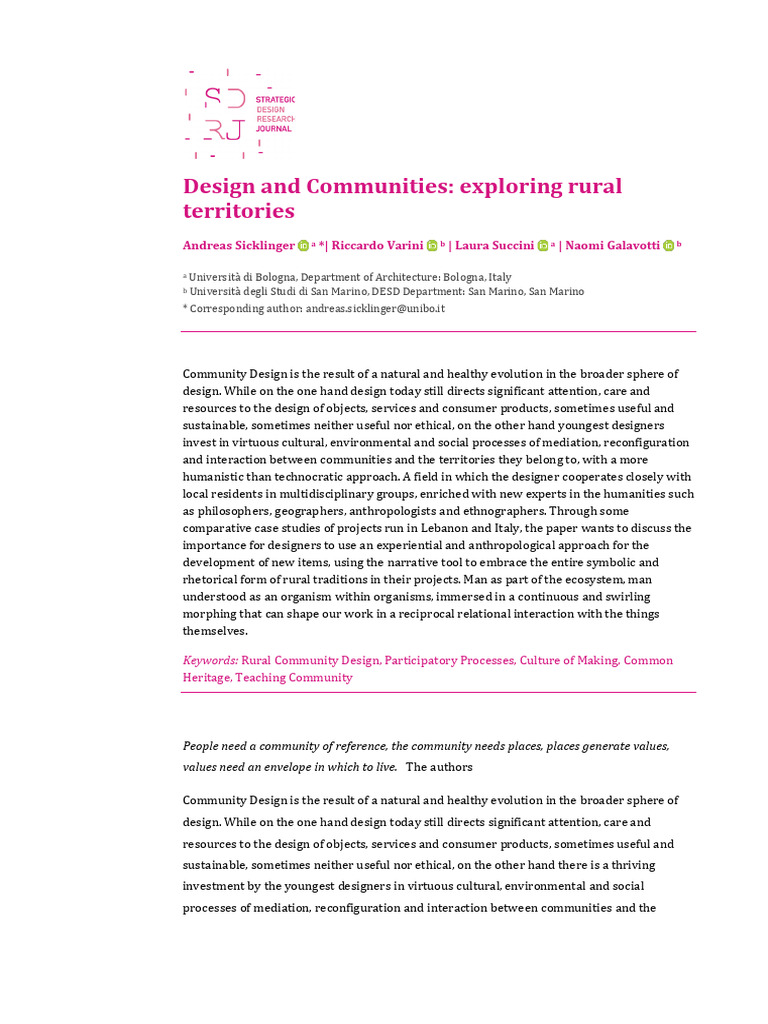 Design and Communities Exploring Rural Territories | PDF | Community ...