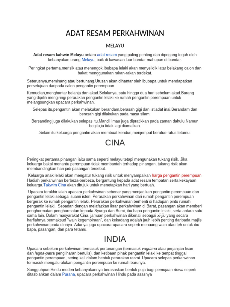 Adat Resam Perkahwinan | PDF