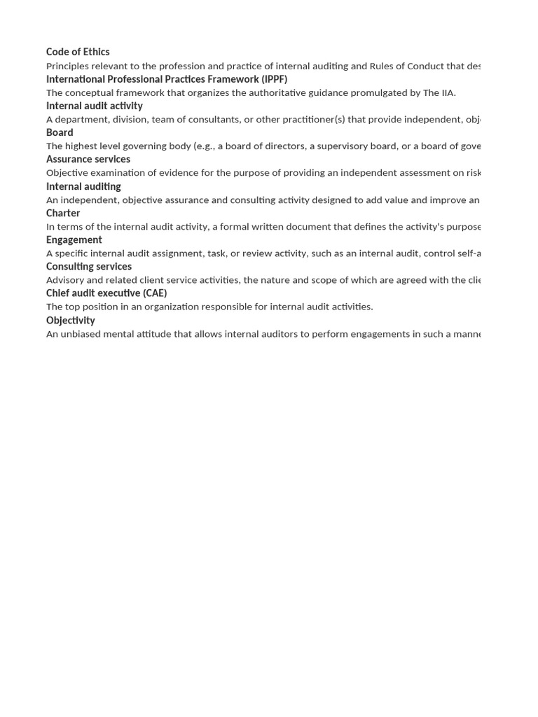 Flash cards | PDF | Internal Audit | Risk