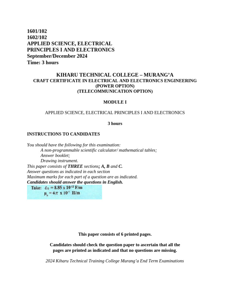 Applied Science, Electrical Principles and Electronics | PDF | P–N ...