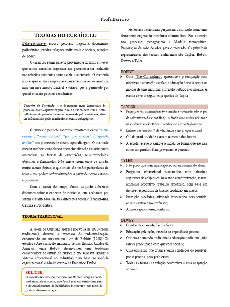 TEORIAS DO CURRÍCULO | PDF | Sociologia | Teoria Crítica