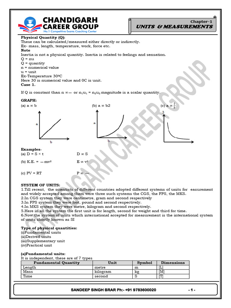 Chapter-1 Units & Measurement - 220717 - 215341 | PDF | Measurement | Astronomical Unit
