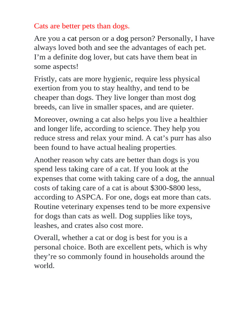 Why Cats Make Better Pets | PDF