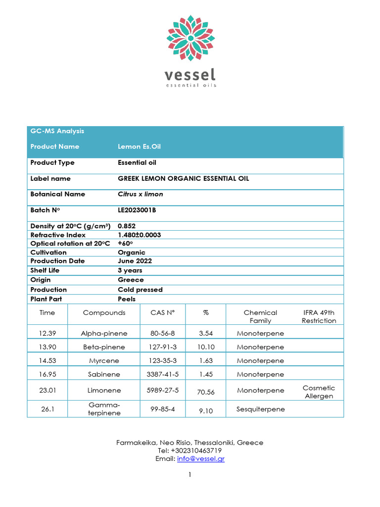 Citromolaj Préselt - VESSEL - GC - 2025jún | PDF
