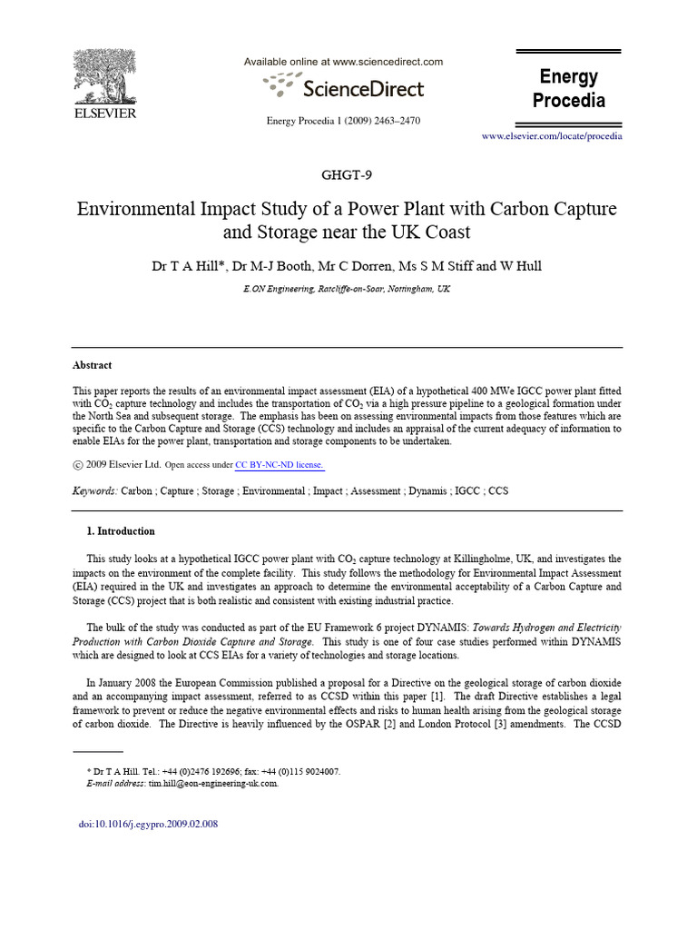 Environmental Impact Study of A Power Plant With Carbon Capture | PDF ...