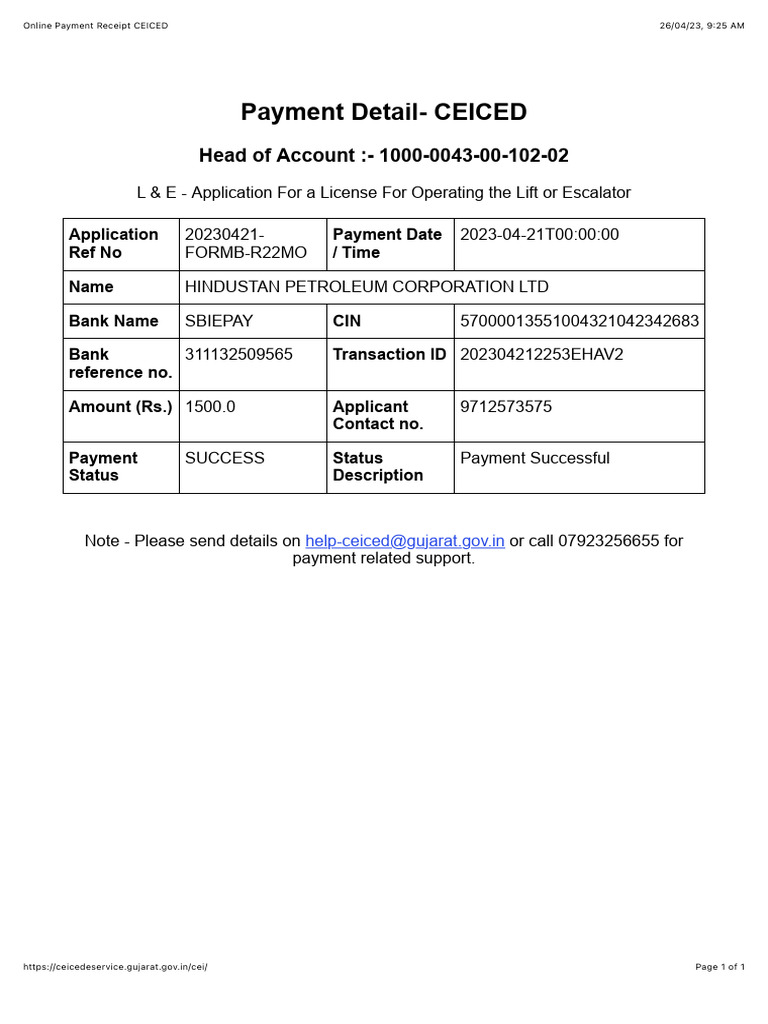 Online Payment Receipt CEICED | PDF
