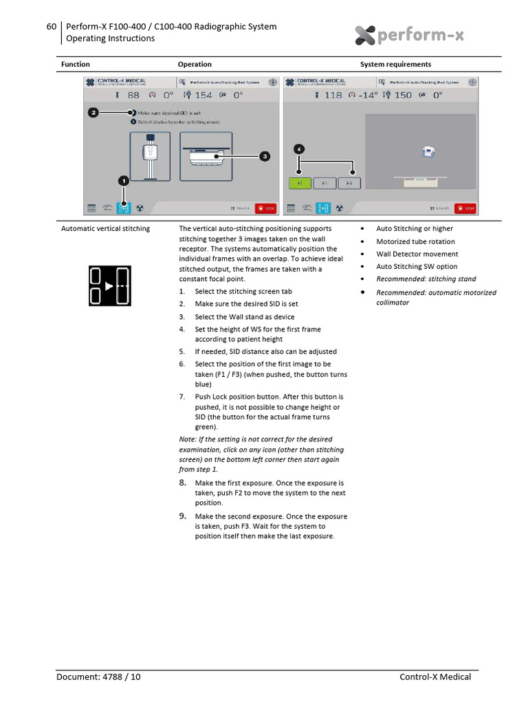 Pages 60 D-4788 - Perform-X F100-400 C100-400 Radiographic System ...
