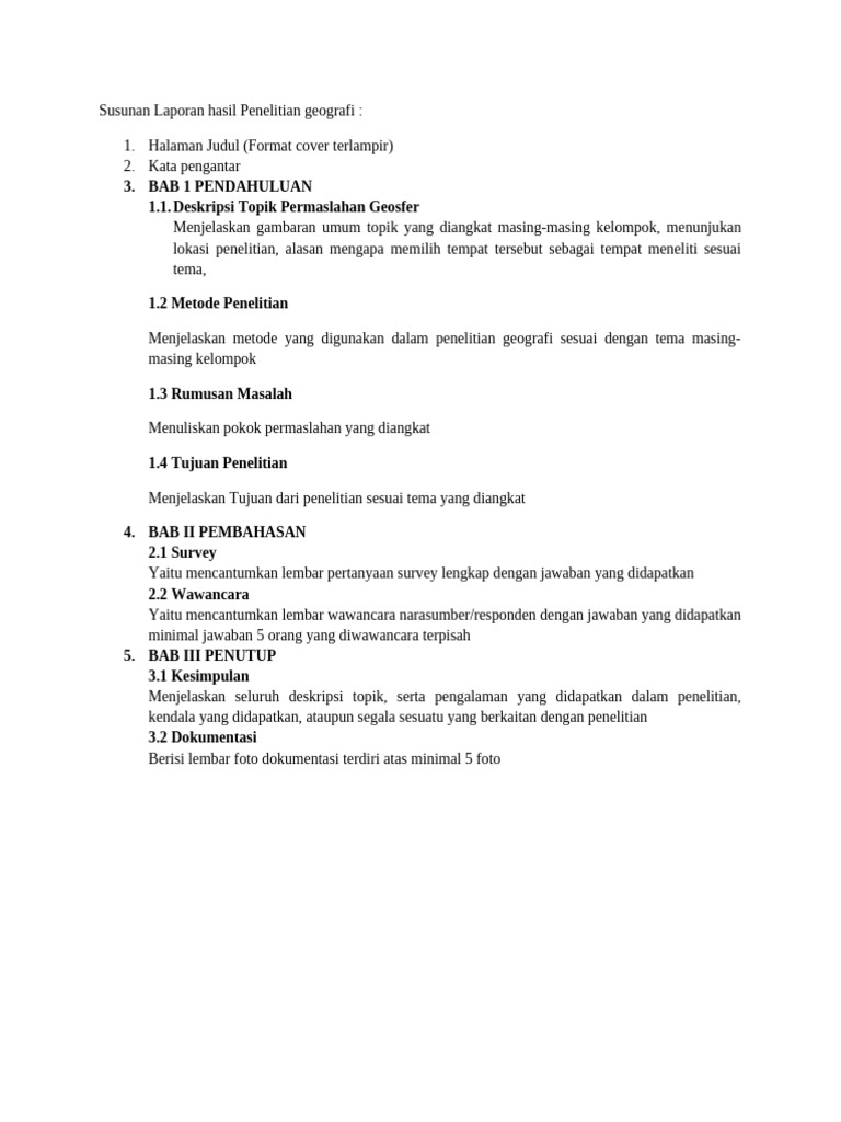 Susunan Laporan Hasil Penelitian Geografi | PDF | Sains & Matematika