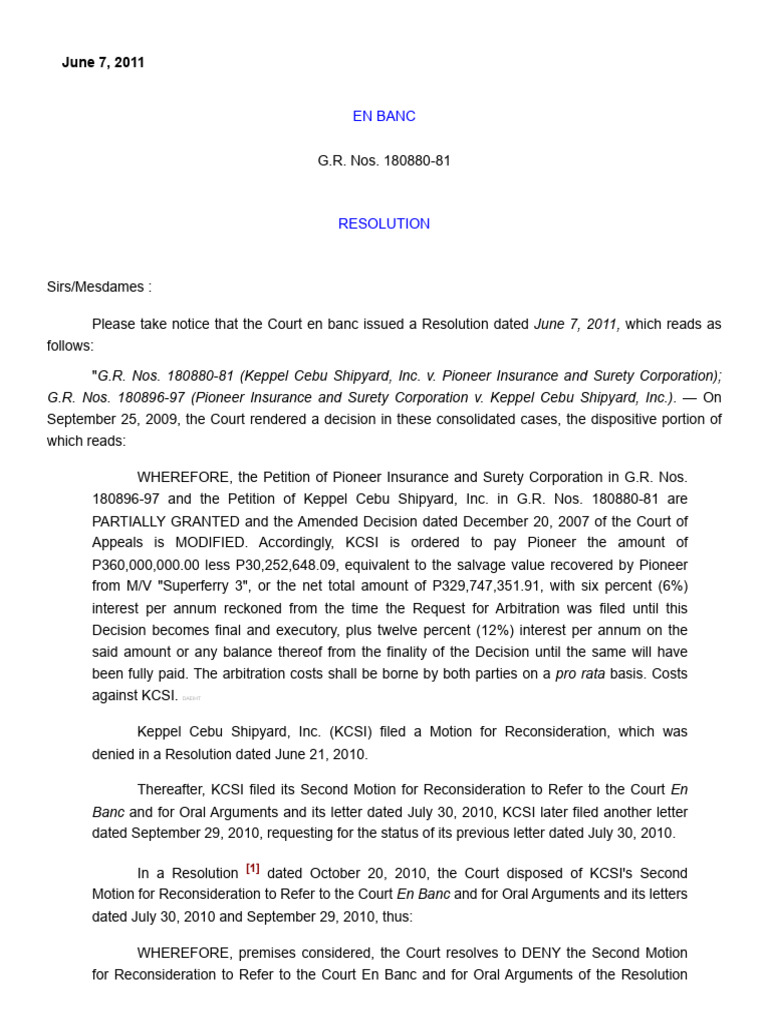 G.R. Nos. 180880-81 (Resolution) - Keppel Cebu Shipyard, Inc. v ...