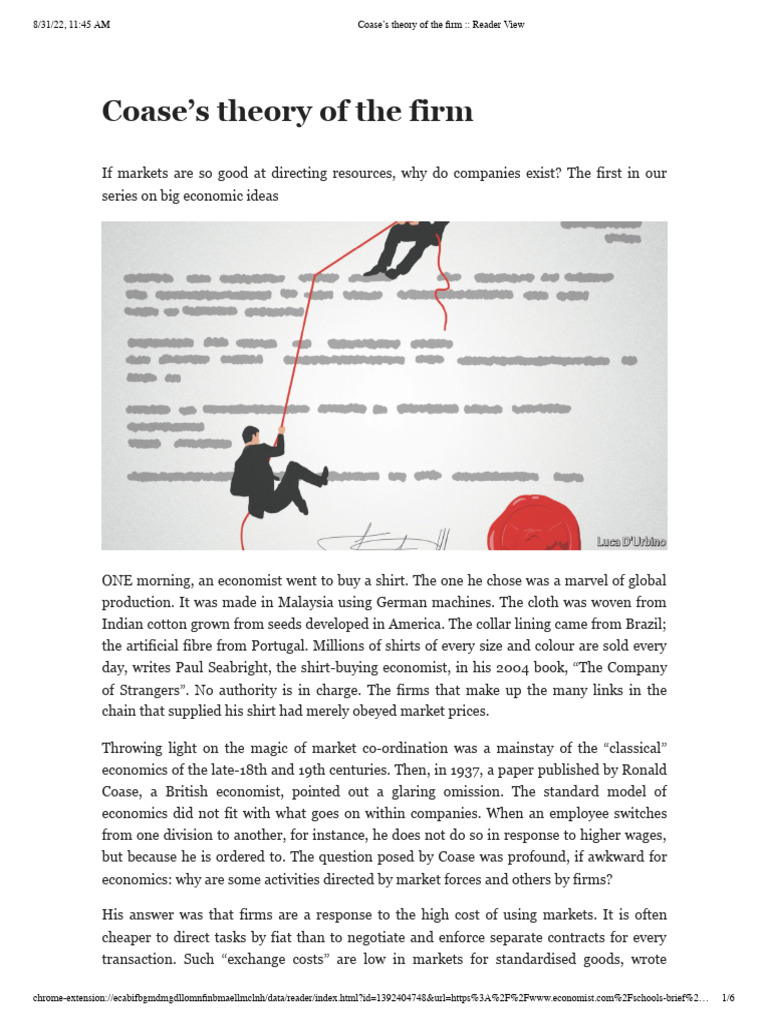 Coase's Theory of the Firm Explained | PDF | Market (Economics ...