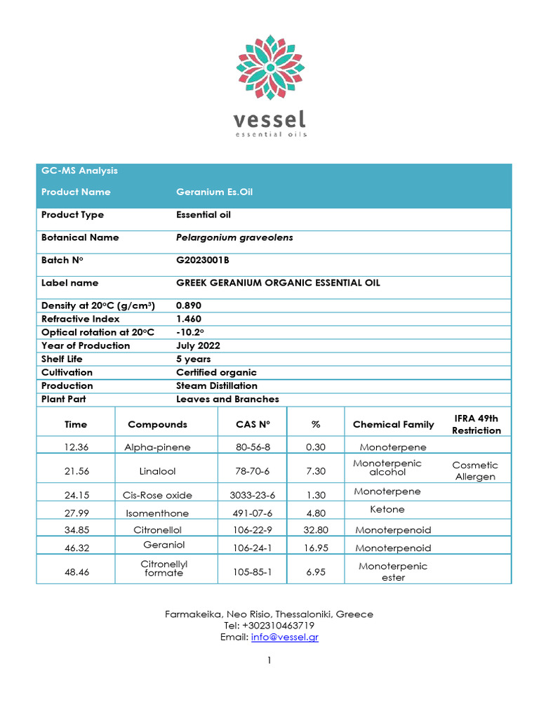 Geránium Illó - VESSEL - GC - 2025júl | PDF | Chemical Compounds ...