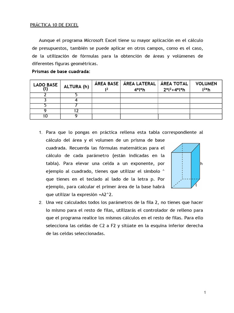 Práctica 10 - Excel | PDF