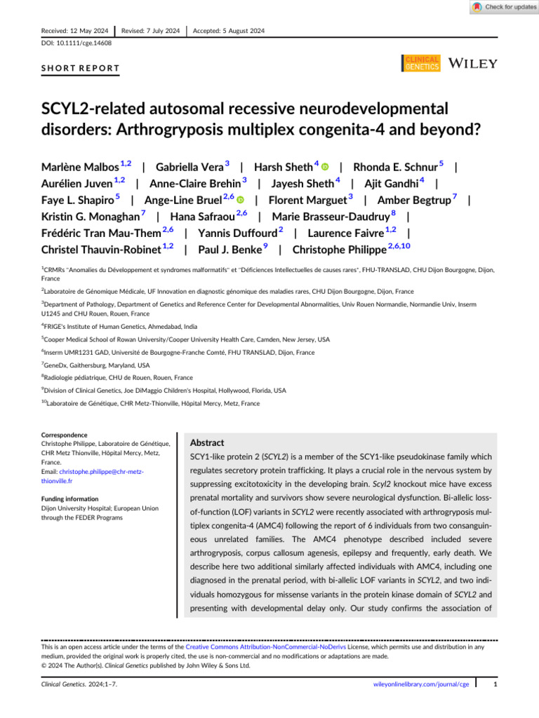 SCYL2-Related Neurodevelopmental Disorders | PDF | Genetics