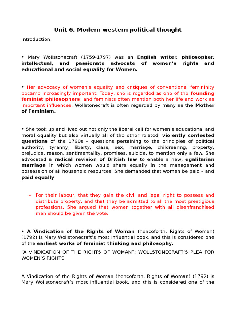 Modern Western Political Thought | PDF | Mary Wollstonecraft | Liberalism