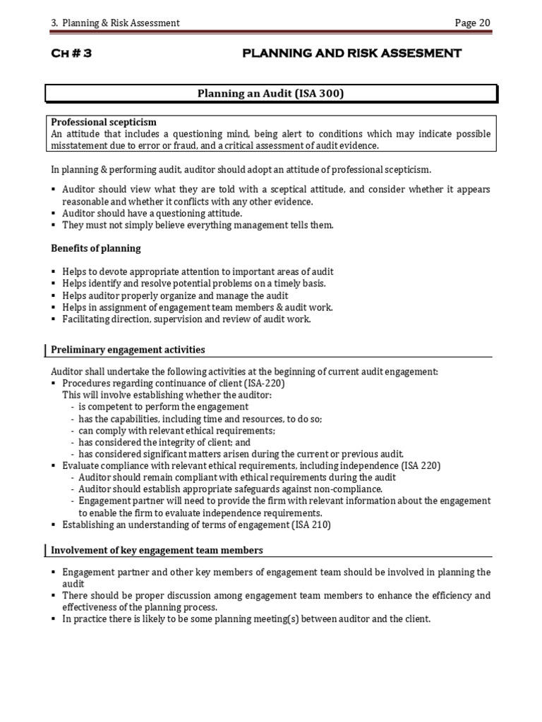 Chapter 3 PLANNING AND RISK ASSESMENT | PDF | Audit | Internal Control