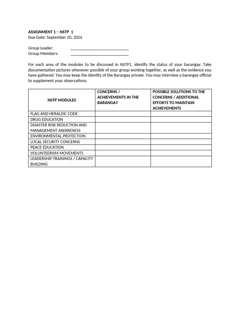 Assignment 1 NSTP 1 | PDF | Career & Growth