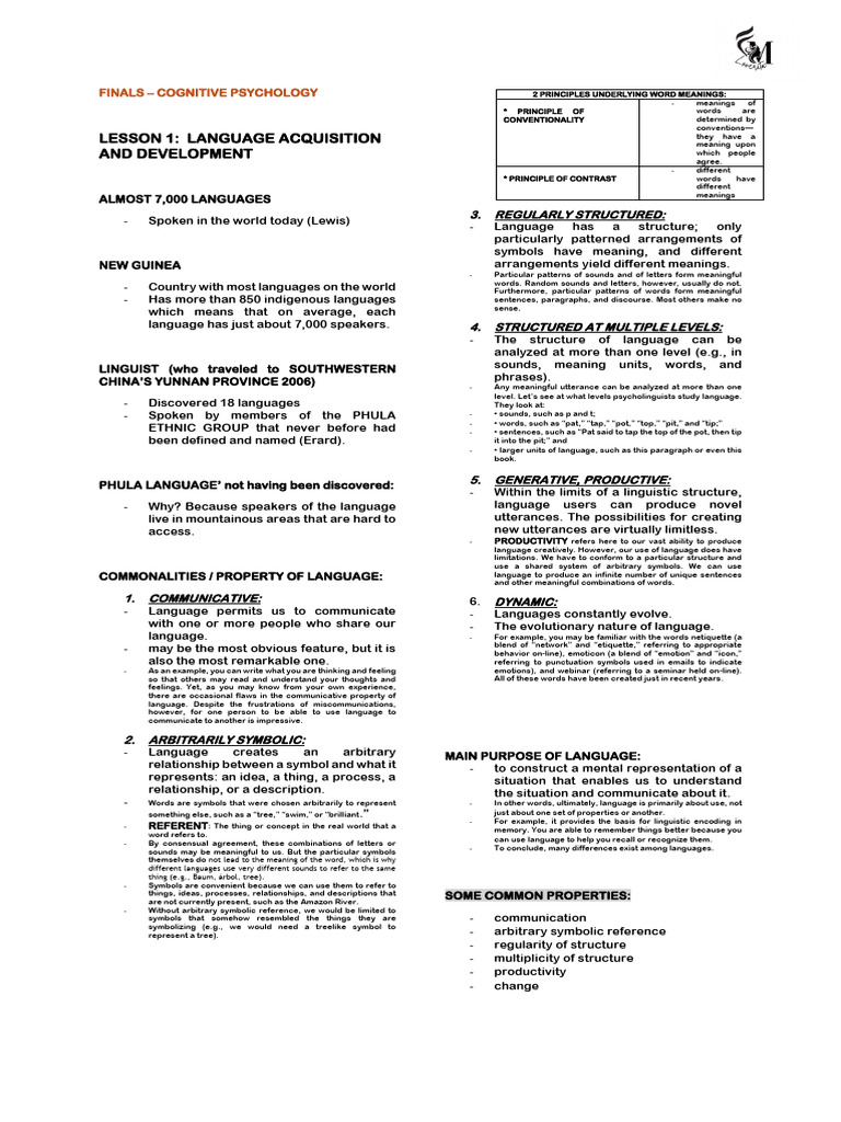 Cogpsych Finals Module 3 | PDF | Linguistics | Neuroscience