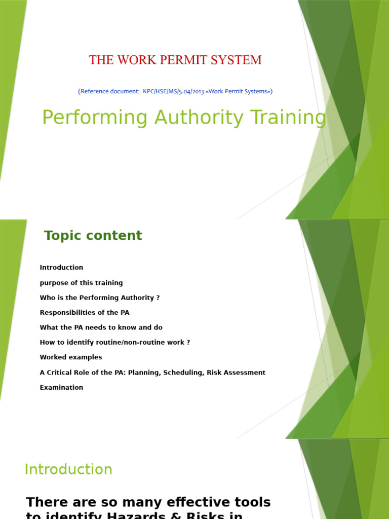 Performing Authority Roles in PTW Training | PDF | Safety ...