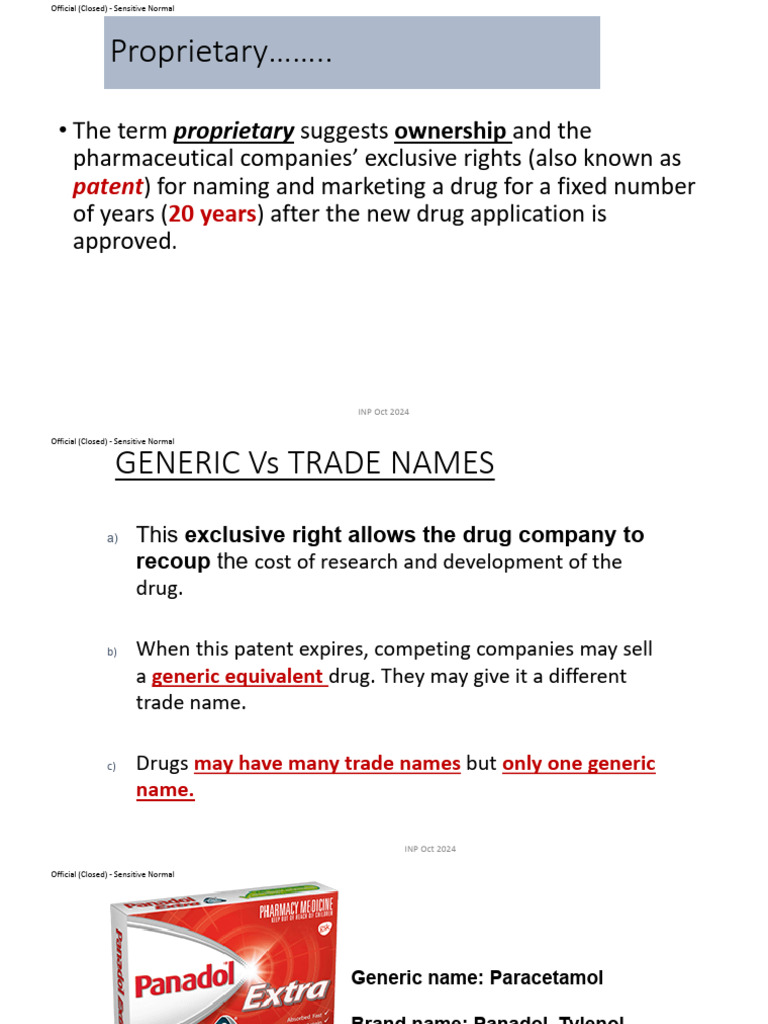 Proprietary vs Generic Drug Names | PDF | Generic Drug | Bioavailability