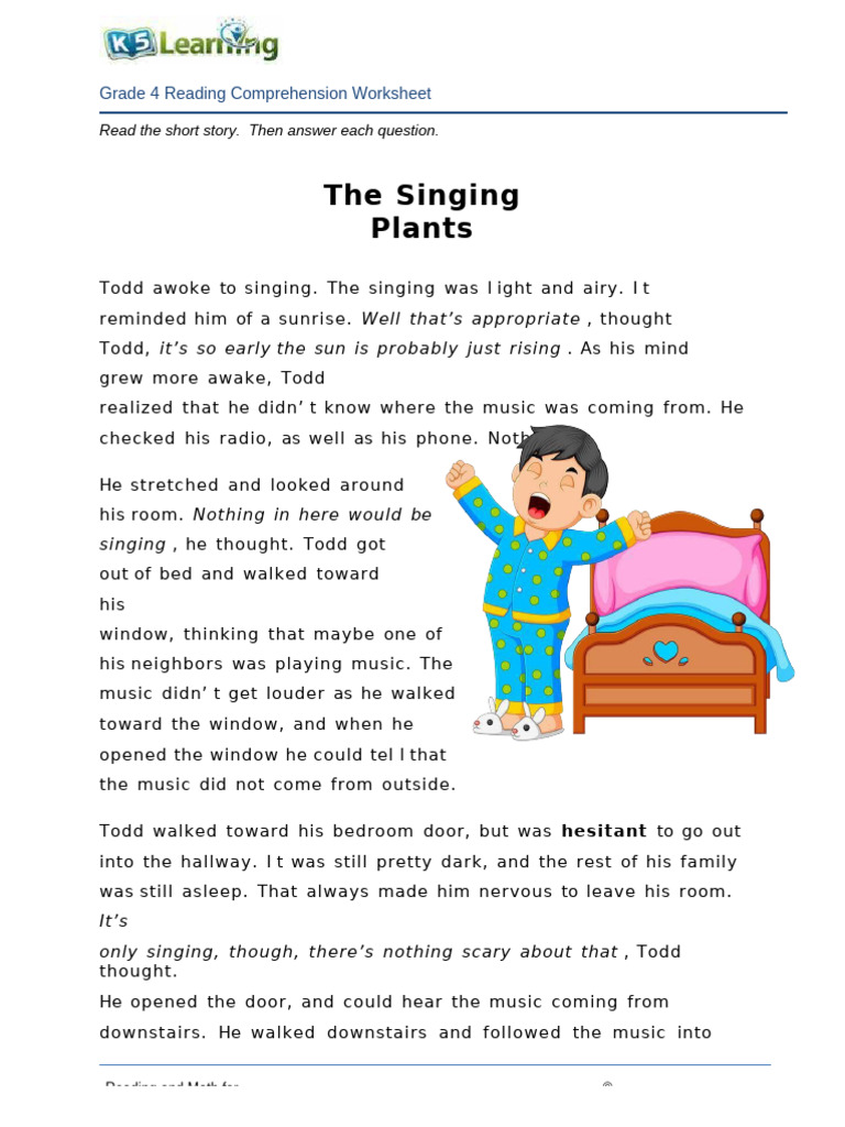 The Singing Plants: A Grade 4 Story | PDF | Language Arts & Discipline ...