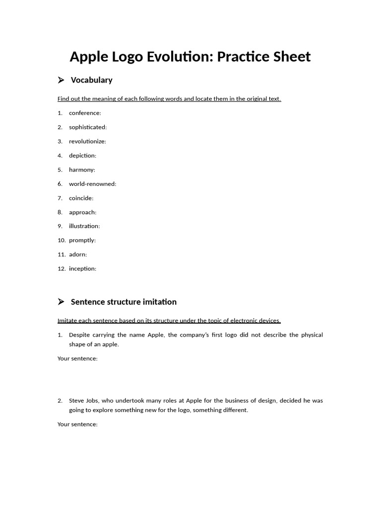 Apple Logo Evolution - Practice Sheet | PDF