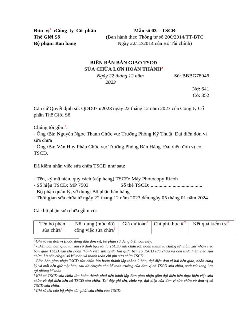 Mau So 03 TSCĐ | PDF