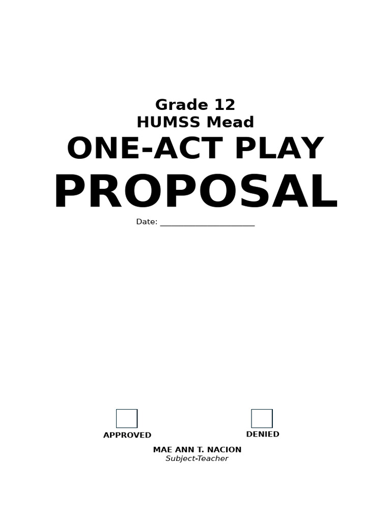 ONE-ACT-PLAY-PROPOSAL | PDF | Plot (Narrative)