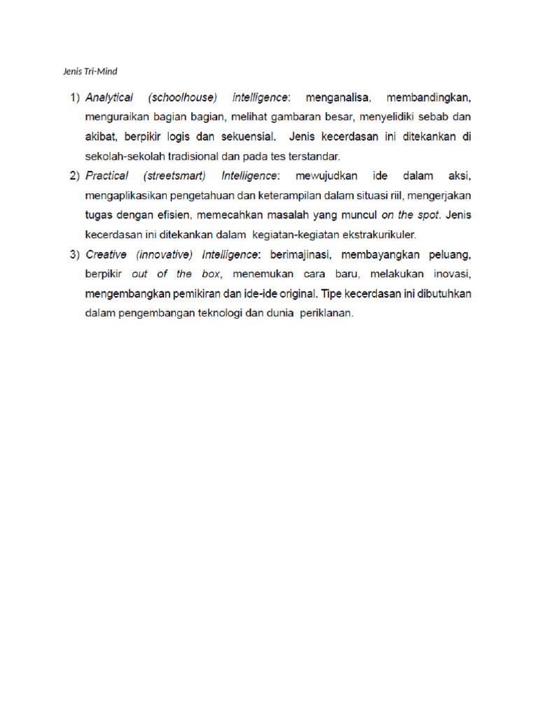 Jenis Tri-Mind | PDF