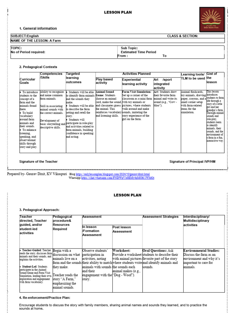A Farm | PDF | Lesson Plan | Teaching