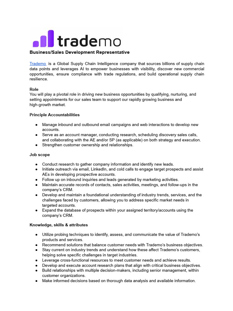 Trademo JD - Chitkara Hiring | PDF